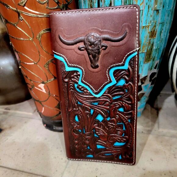 Unbranded | Bags | Longhorn Western Wallet Texas Star Laser Cut Real ...